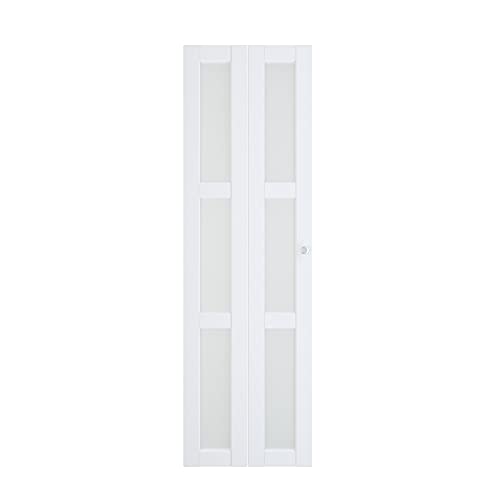 BARNER HOME Bi-Fold Doors, 24in x 80 in, 3-lite Tempered Frosted Glass ...