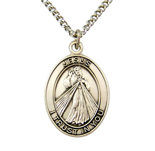 Catholic Patron Saint Pendants Sterling Silver The Divine Mercy of Jes ...
