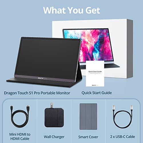 Dragon Touch 4K Portable Monitor - 15.6 Inch IPS HDR Gaming Monitor 10 ...