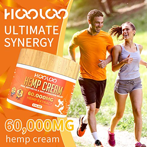 Hemp Cream, HOOLOO 60,000 Natural Hemp Extract Cream, Fast Relief, Mus ...